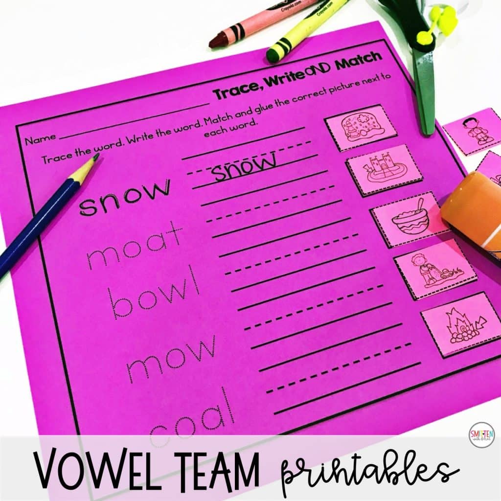 Long O Vowel Teams oa ow phonics activities and games