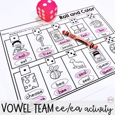 Long E Vowel Teams ee ea phonics activities and games - Smitten with First