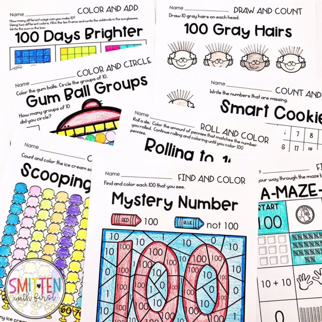 100th Day Activities for Kindergarten, 1st grade, and 2nd grade