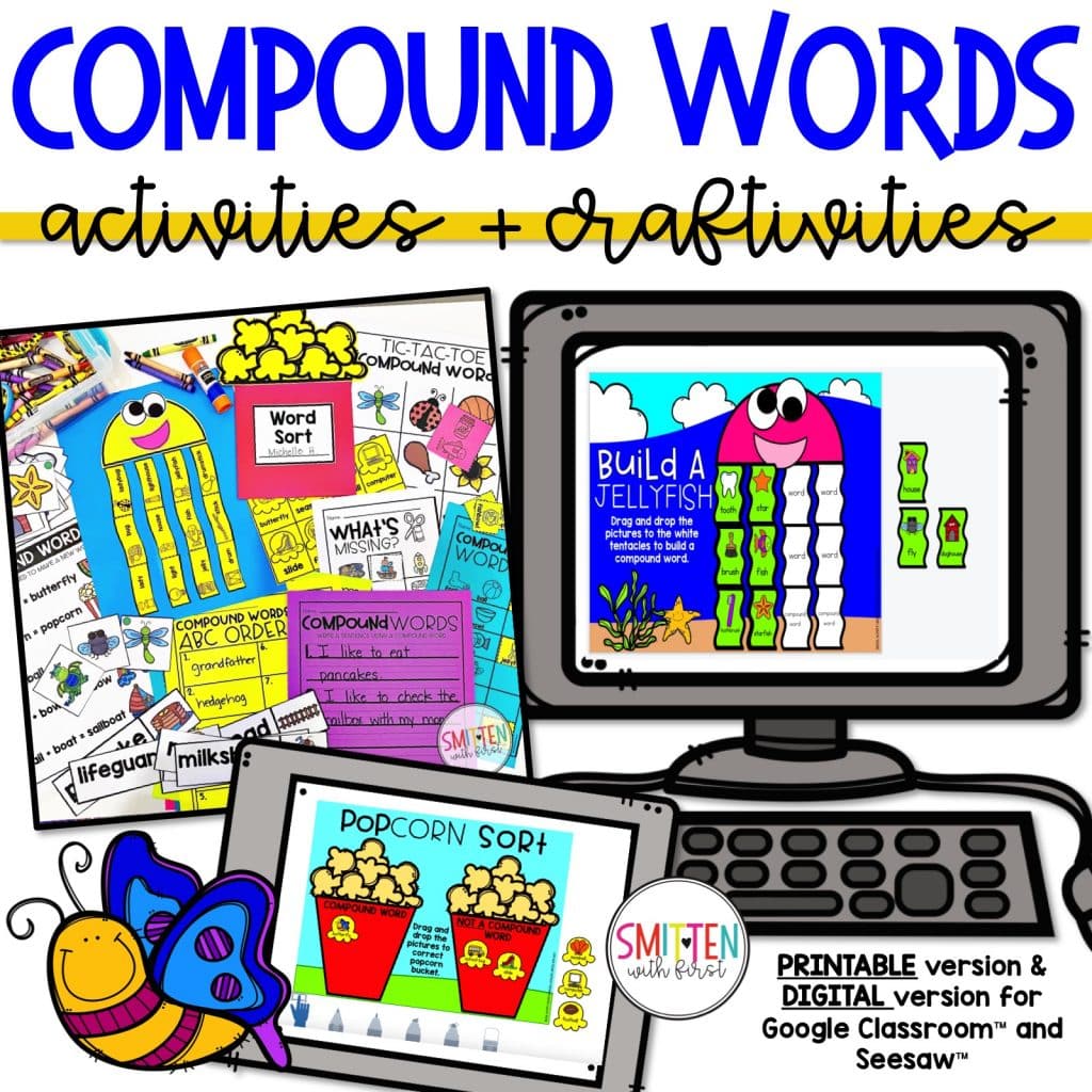 Compound Words Activities for Kindergarten, 1st grade, and 2nd grade