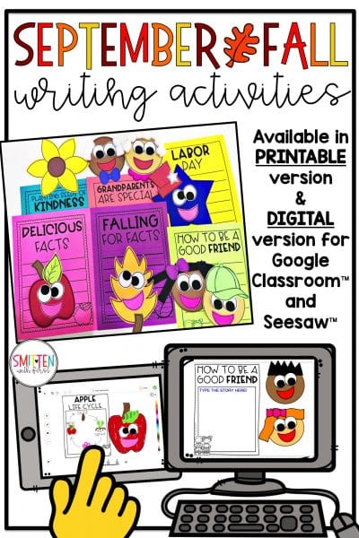 September Fall Writing Activities for Kindergarten, 1st grade, 2nd grade