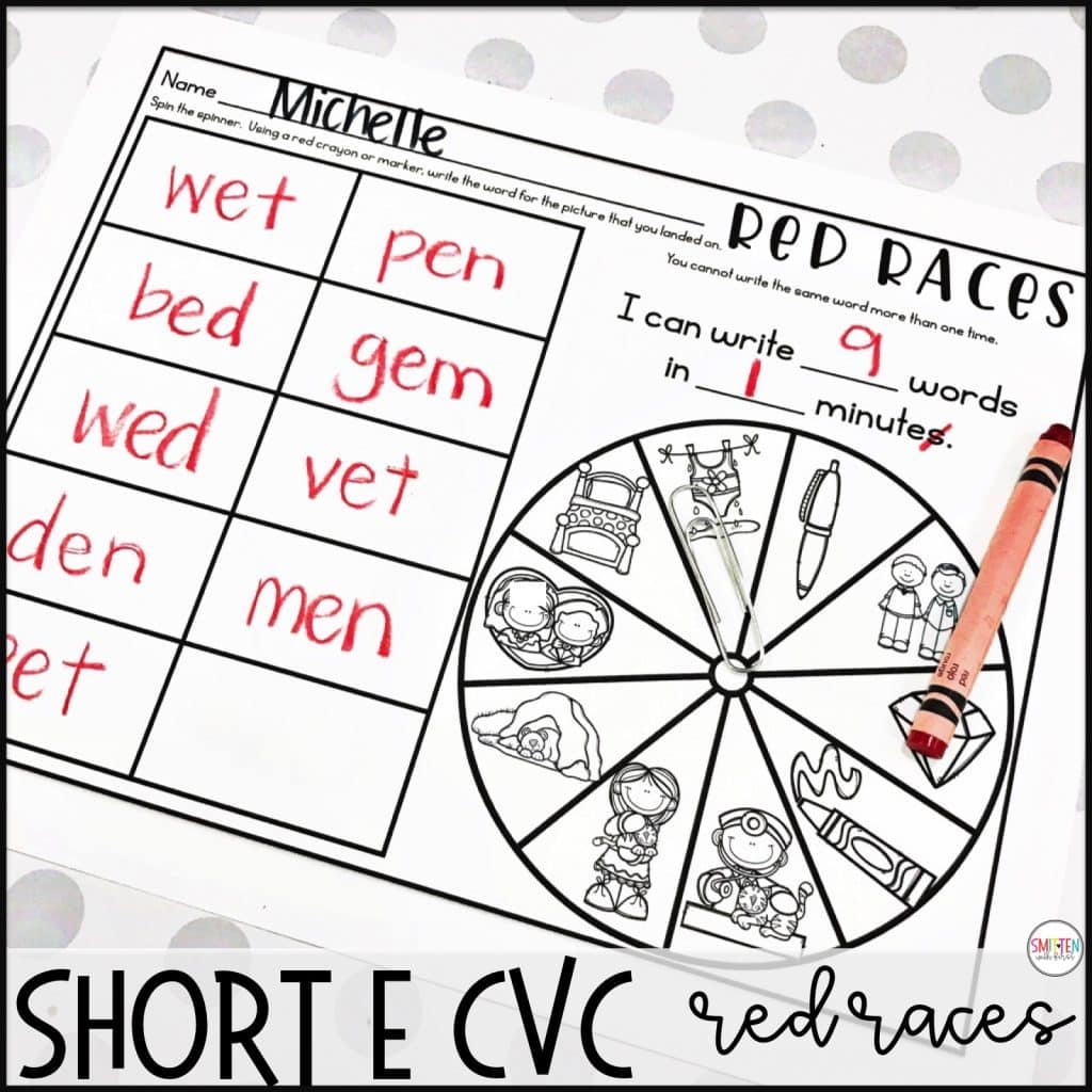 Short Vowel e Phonics Activities and Games 1st grade