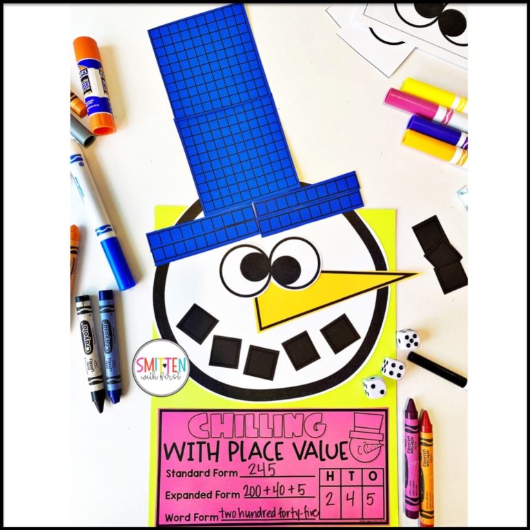 Place Value and Number Sense Winter Snowmen January craft