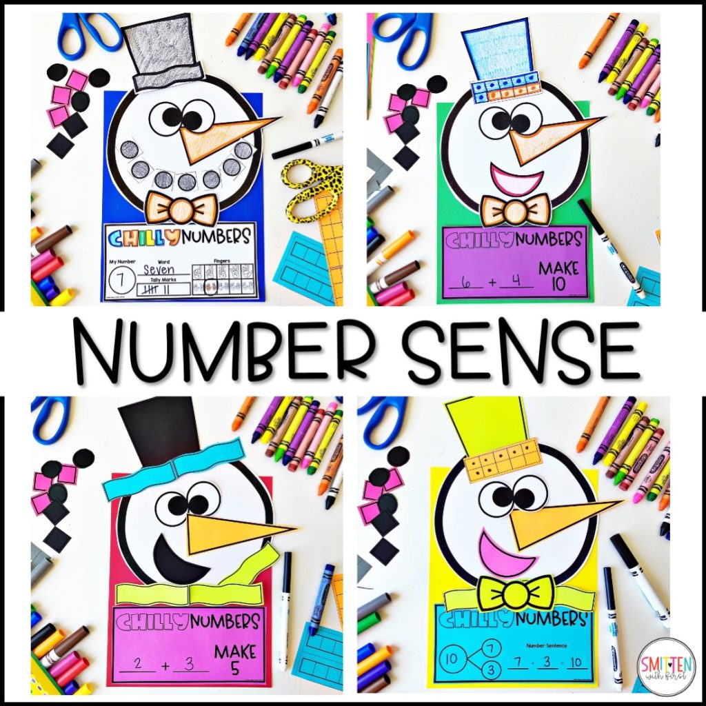 Place Value and Number Sense Winter Snowmen January craft
