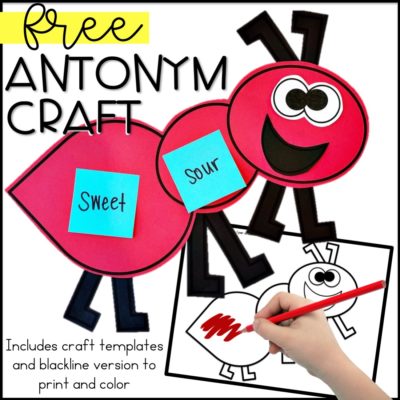 Free Antonym Activities Craftivity for Kindergarten, 1st grade, 2nd grade